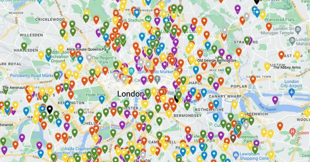 This essential map shows all 500 pub quizzes in central London