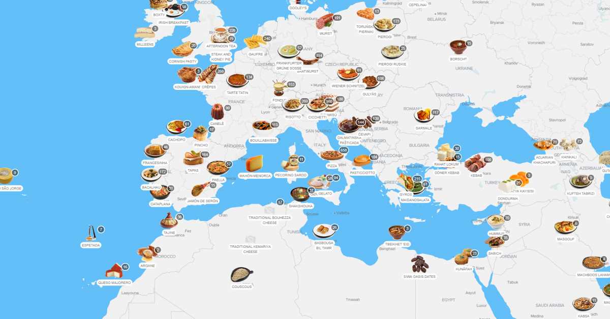 Discover the typical foods of every country in the world.